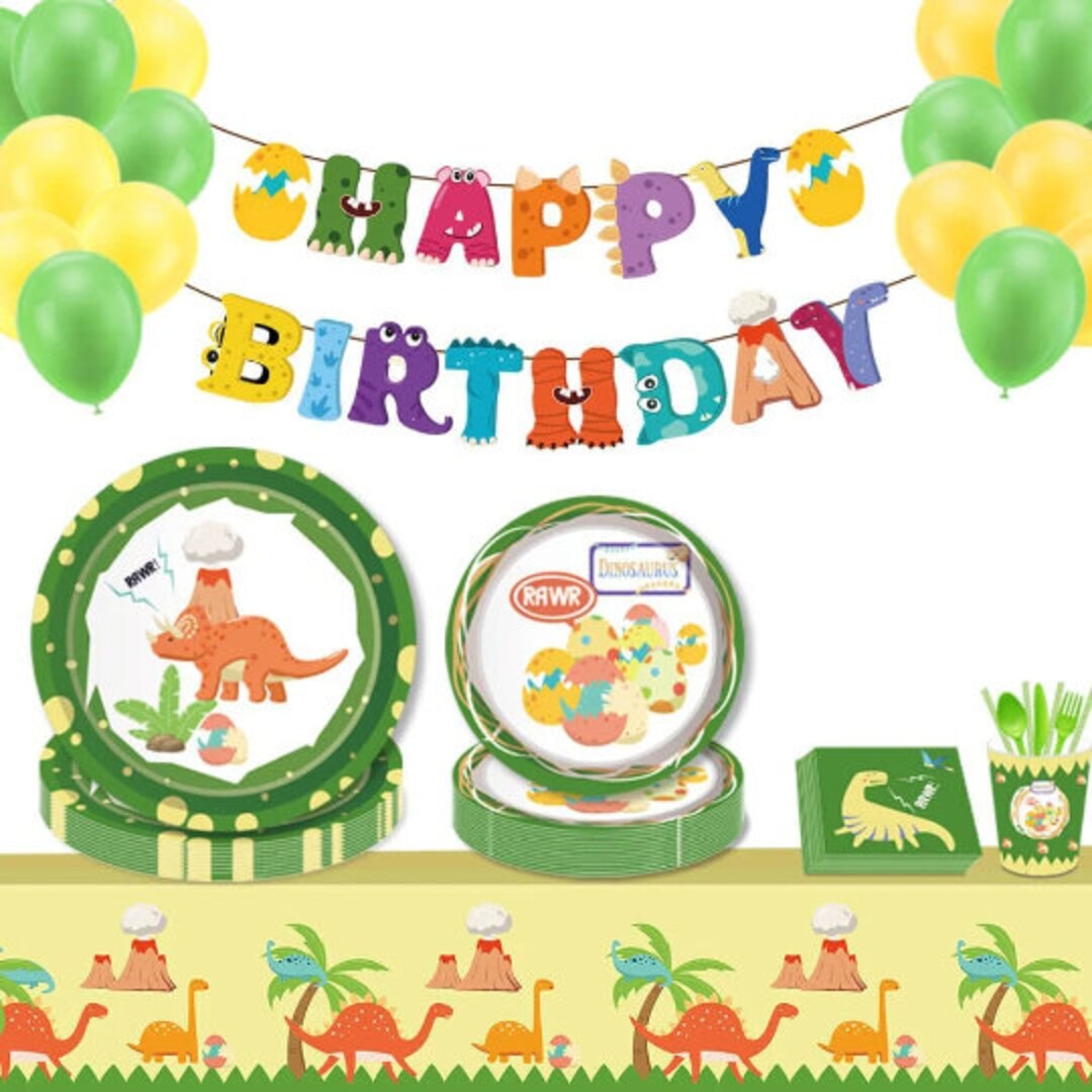 Dinosaur Birthday Decorations, Dinosaur Birthday Banner, Dinosaur ...