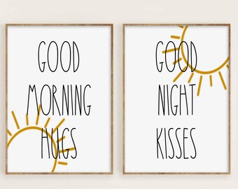 Good Morning Good Morning Bedroom Print Set 2 Pieces Wall - Etsy
