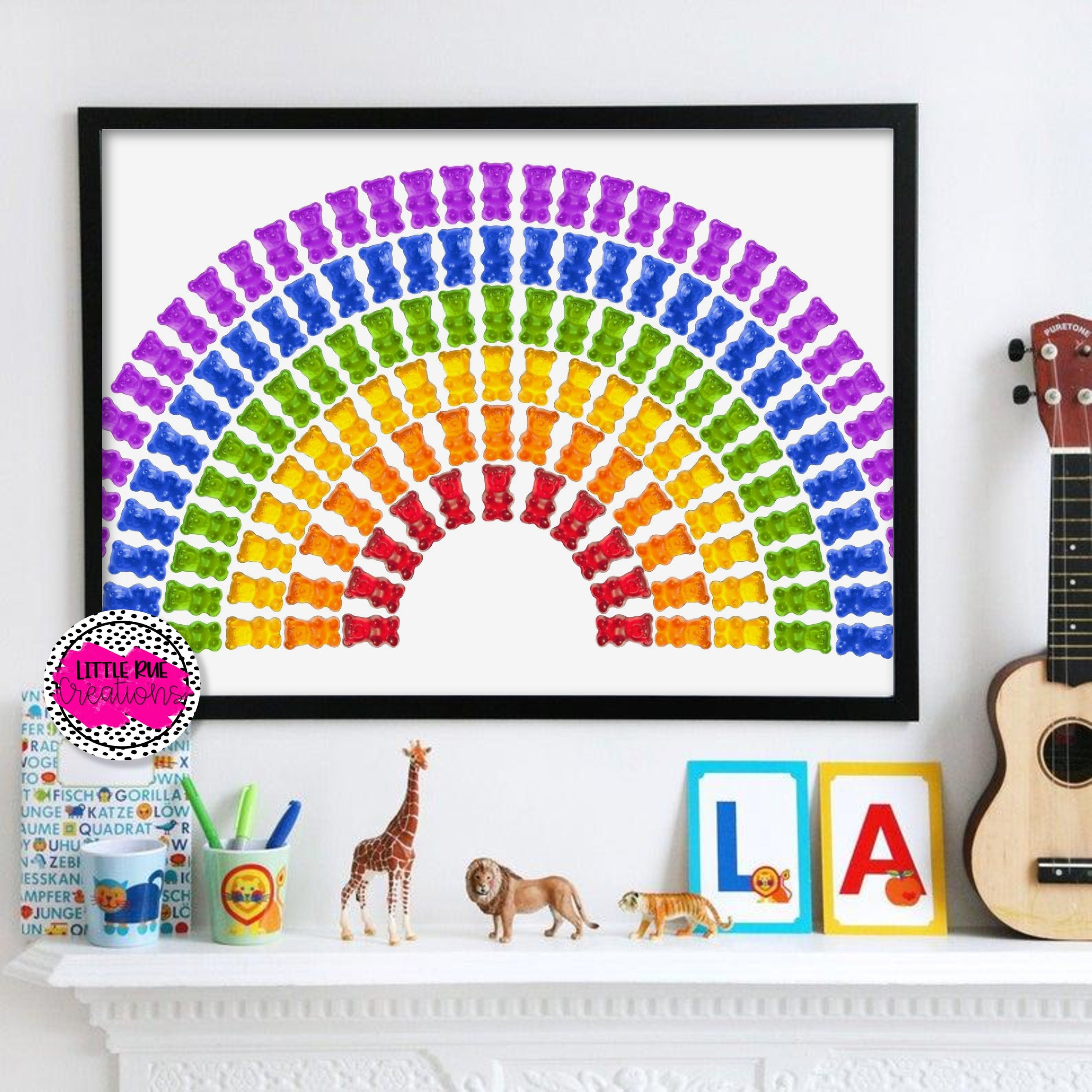 Rainbow Kids Wall Art Gummy Bear Print Rainbow Gummy Bear - Etsy