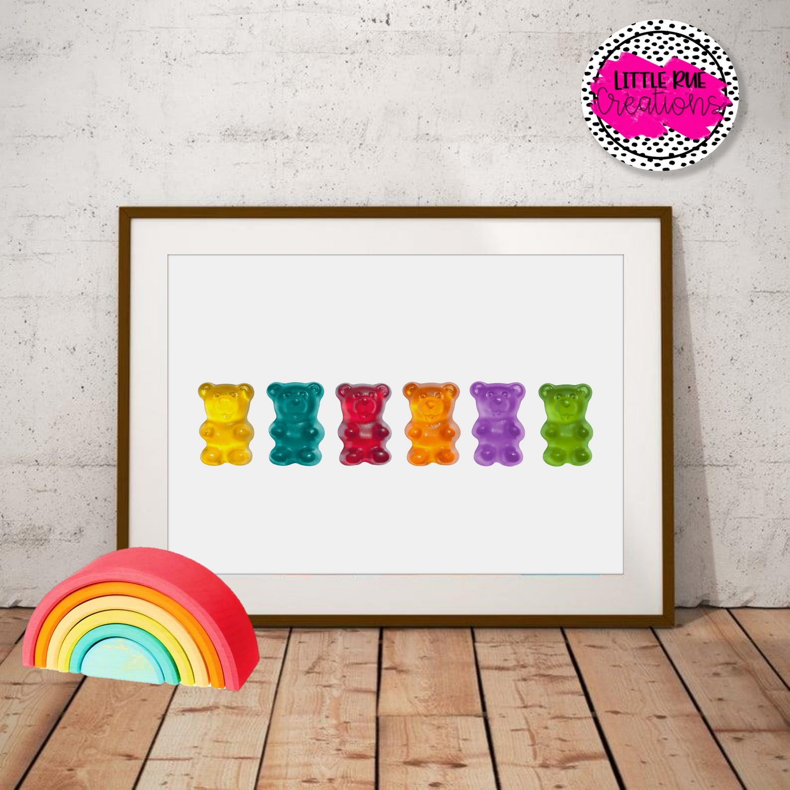 Gummy bear kids print rainbow artwork for nursery bright | Etsy