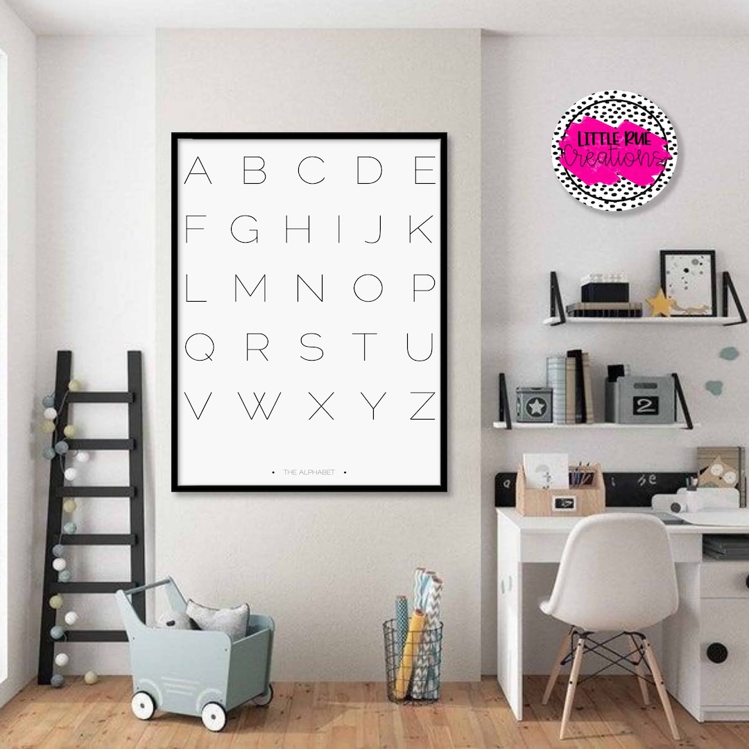Minimalist Alphabet Chart, Black and White ABC Print, Modern Kids Room ...