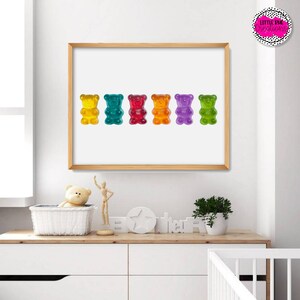 Gummy Bear Kids Print, Rainbow Artwork for Nursery, Bright Playroom ...
