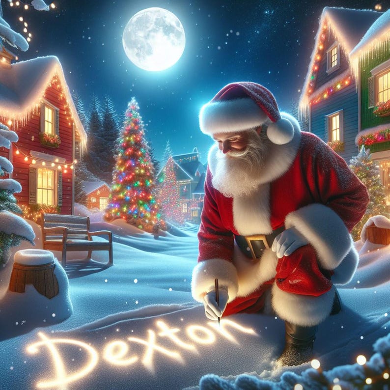 Santa Writing Child's Name in Snow, Personalized Santa Printable ...