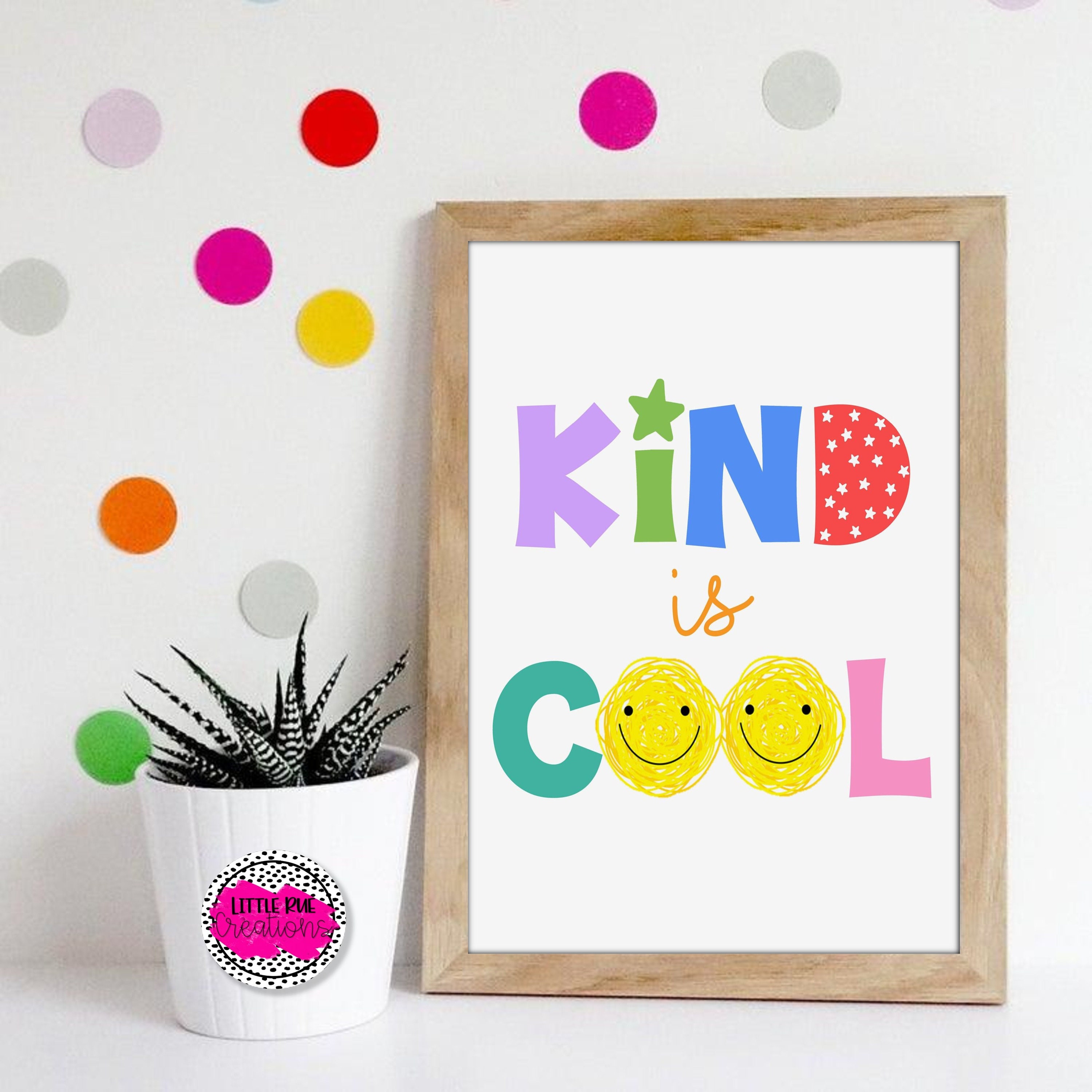 Kind is Cool Printable, Kids Kindness Wall Art, Colorful Playroom Wall ...