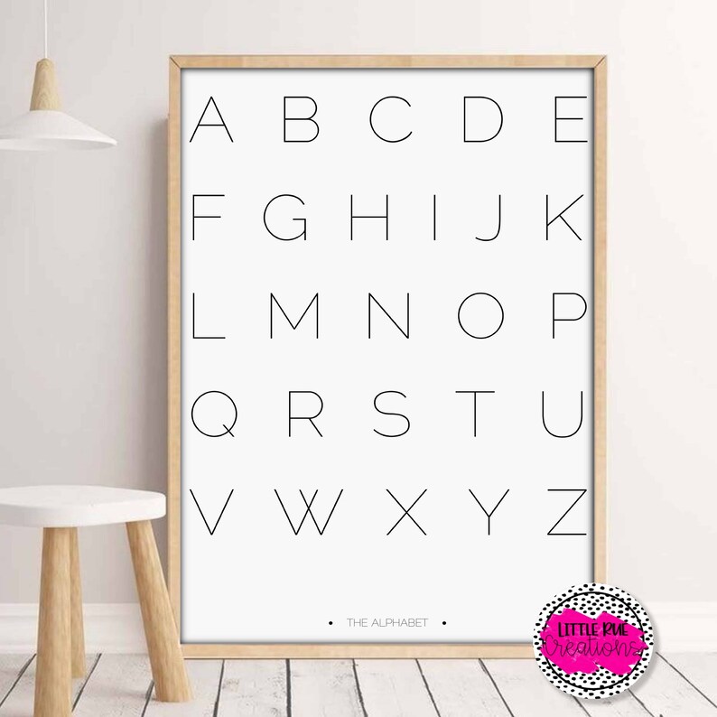 Minimalist Alphabet Chart Black and White ABC Print Modern | Etsy