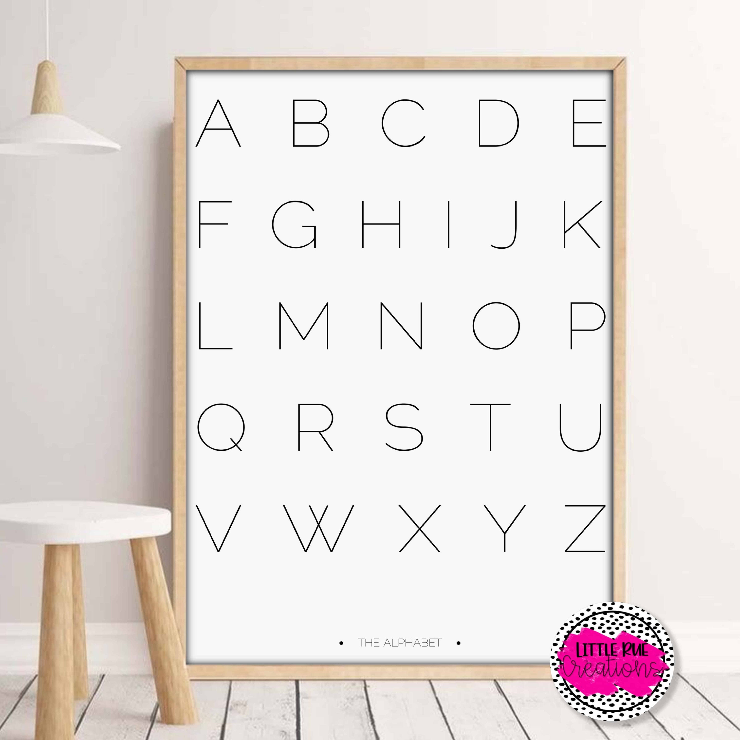 Minimalist Alphabet Chart, Black and White ABC Print, Modern Kids Room ...
