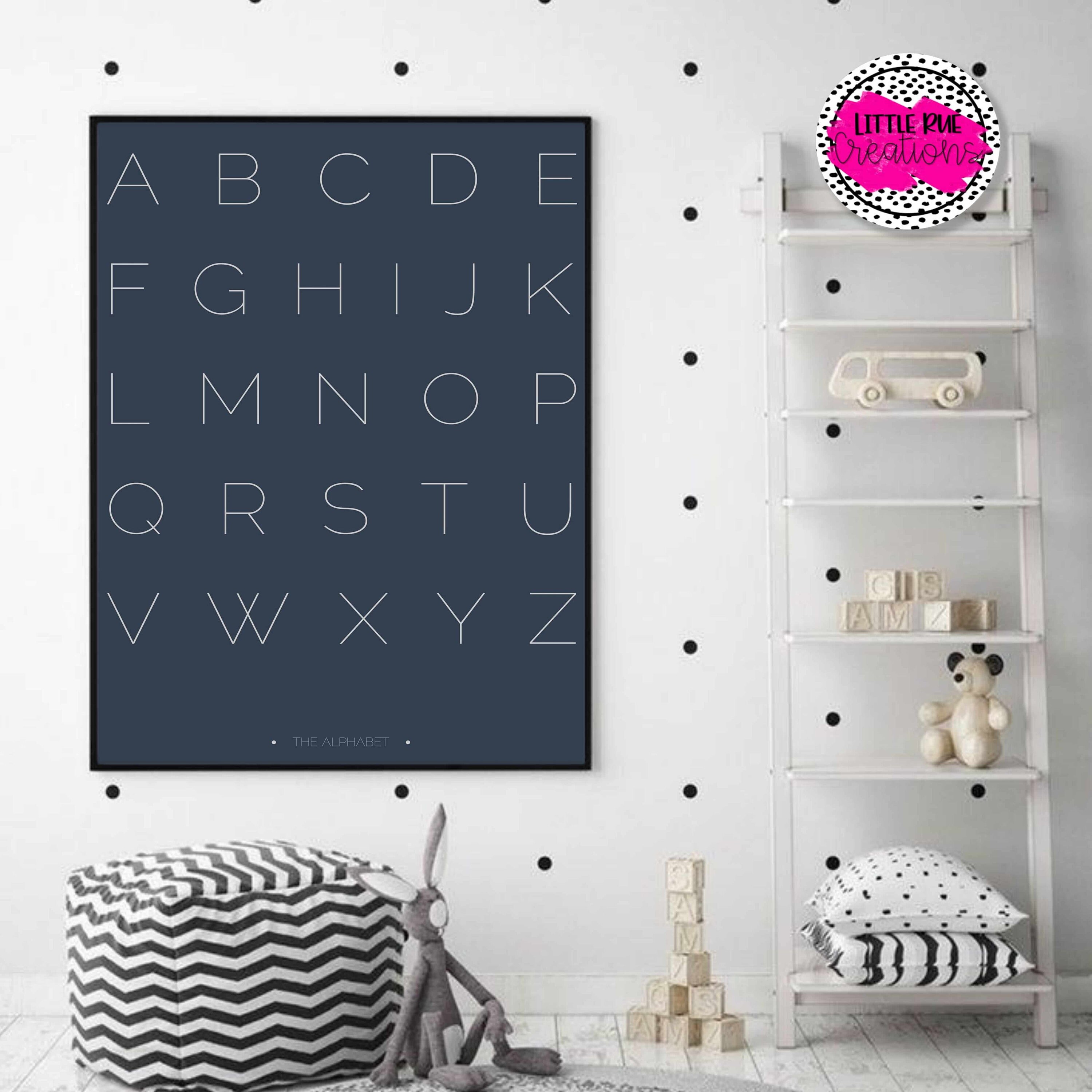 Modern Alphabet Poster, Alphabet Chart Printable, Kids Alphabet Wall ...