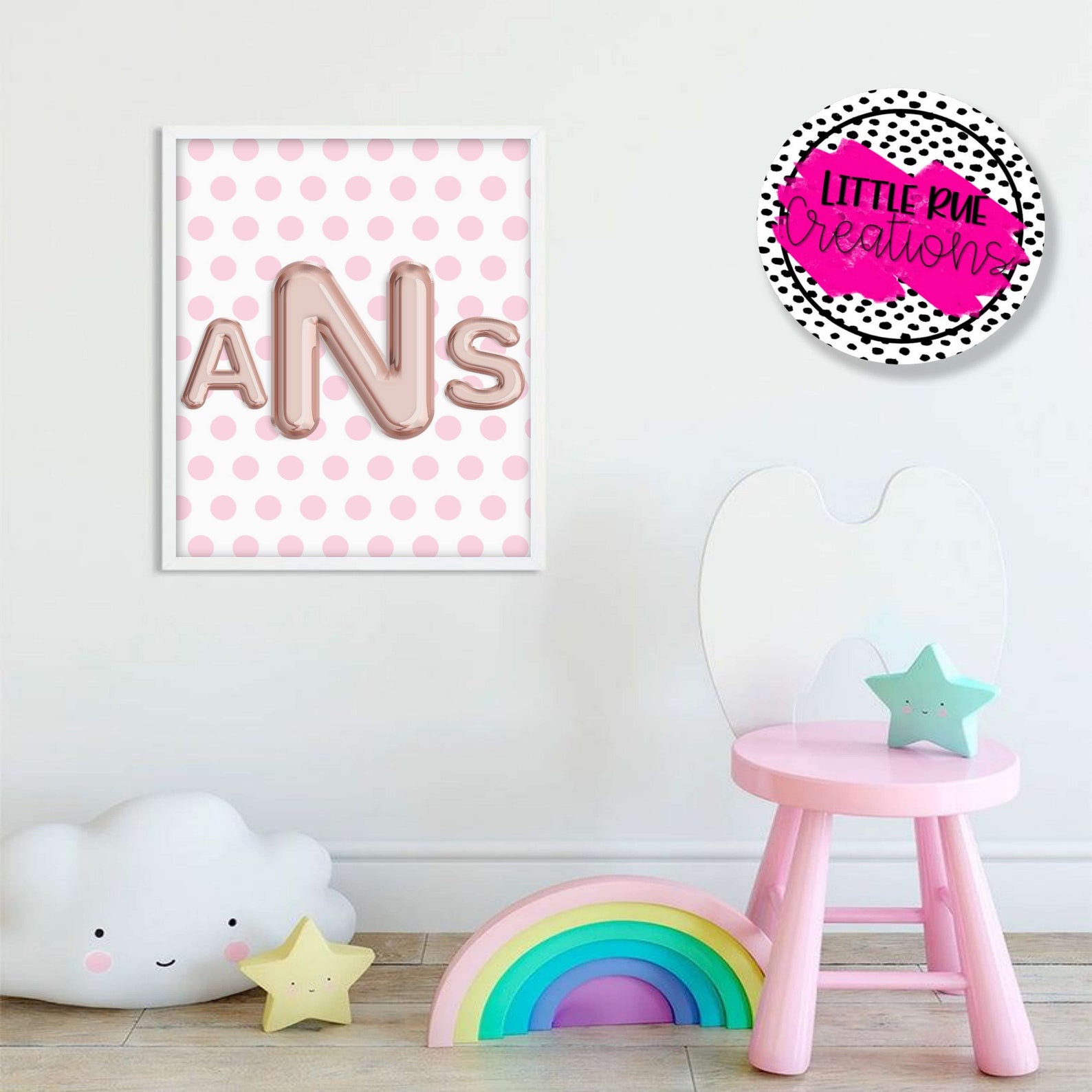 Baby Girl Initial Print Personalized Baby Name Pink Nursery - Etsy New ...