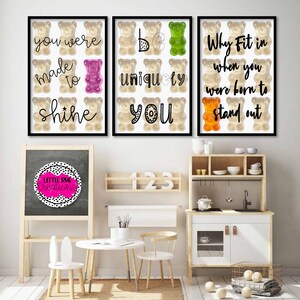 Kids Inspirational Posters With Colorful Gummy Bear Be - Etsy