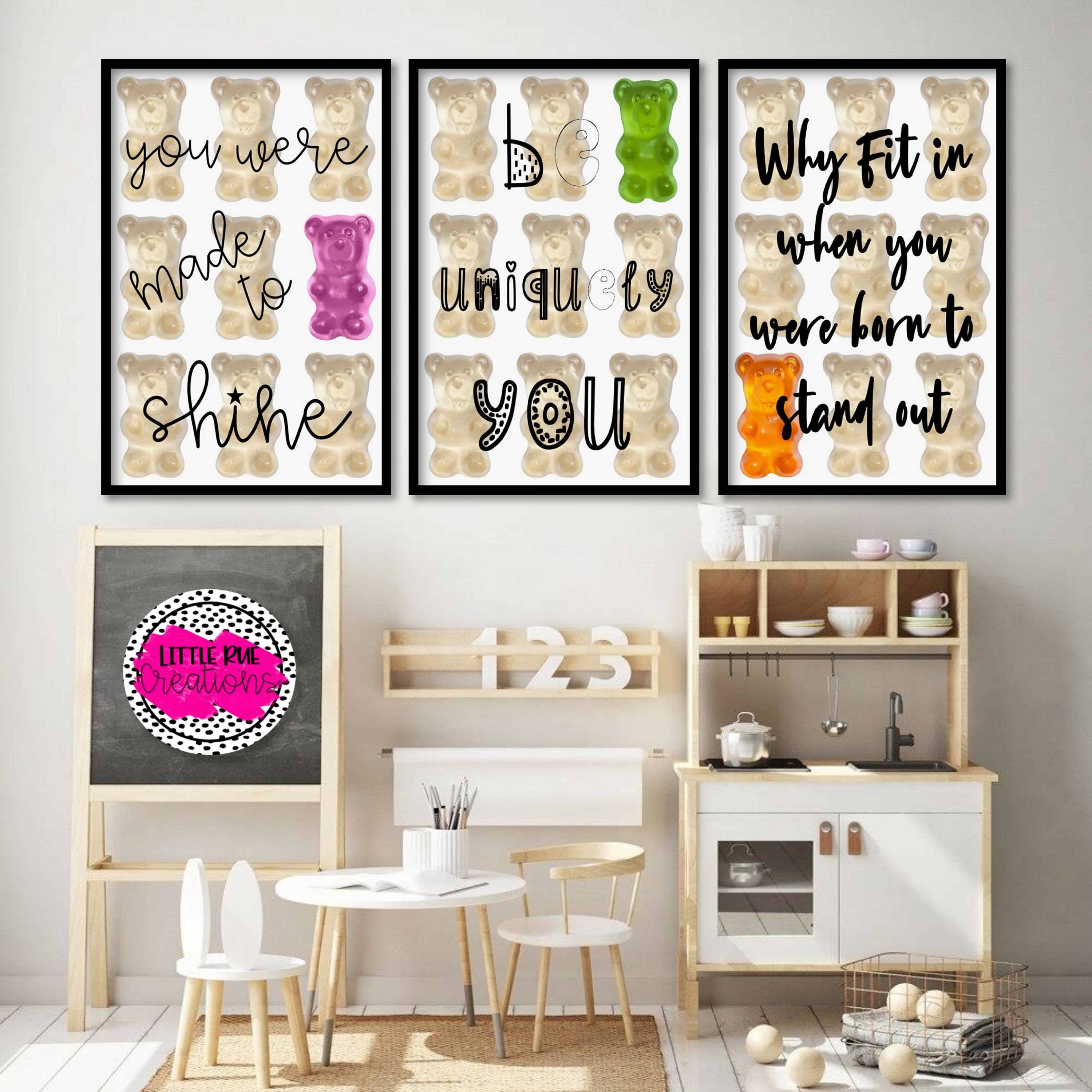Kids Inspirational Posters With Colorful Gummy Bear Be - Etsy