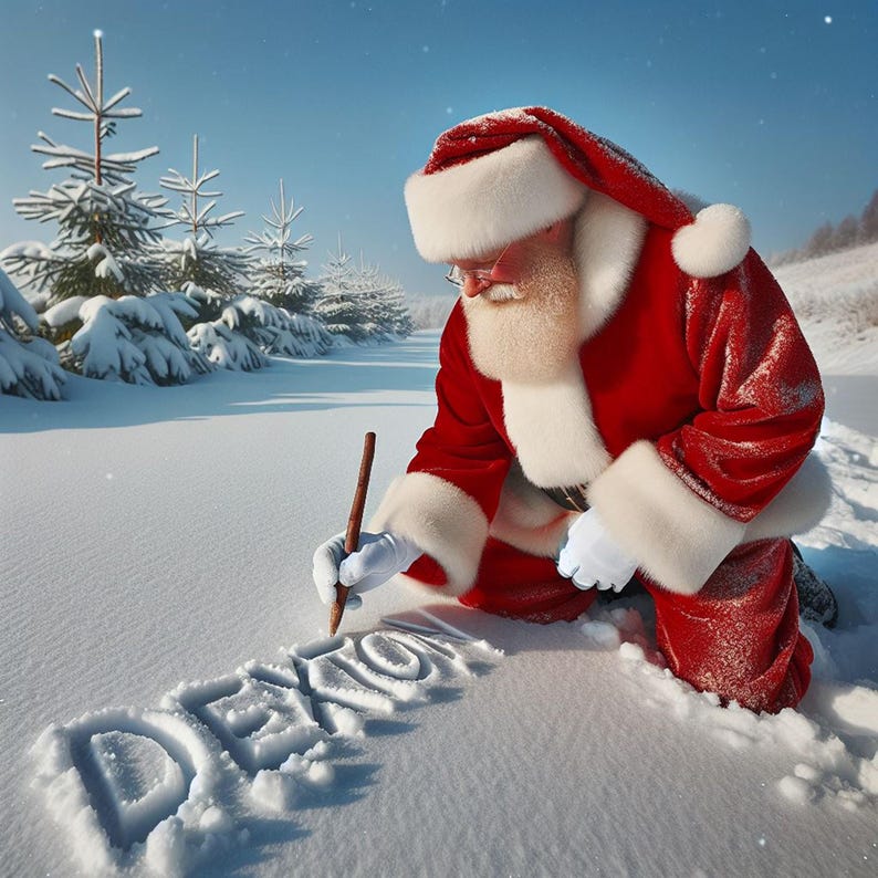 Santa Writing Child's Name in Snow, Personalized Santa Printable ...