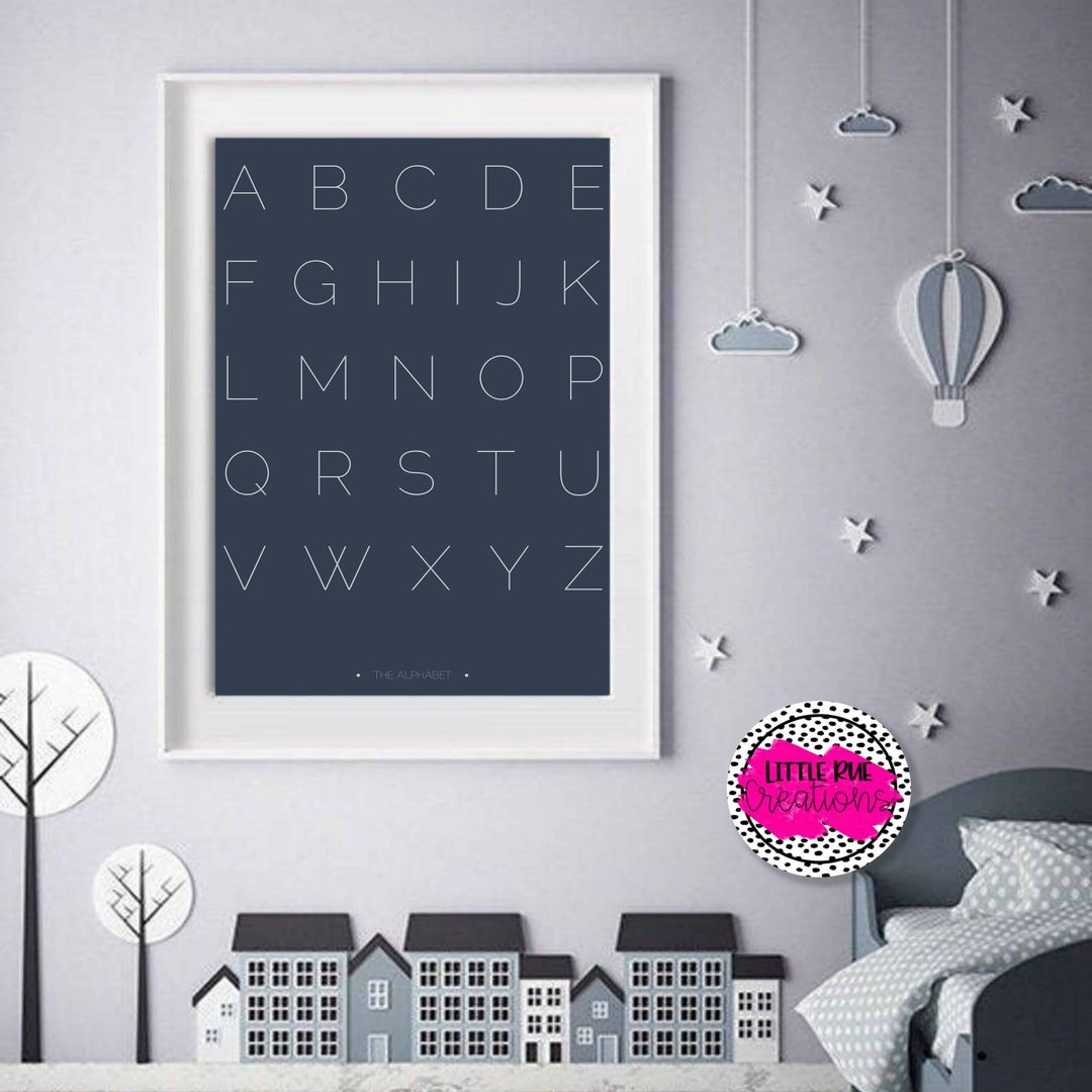 Modern Alphabet Poster, Alphabet Chart Printable, Kids Alphabet Wall ...
