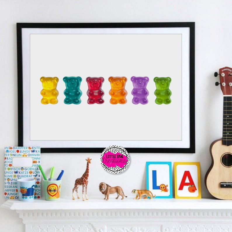 Gummy Bear Kids Print Rainbow Artwork for Nursery Bright | Etsy