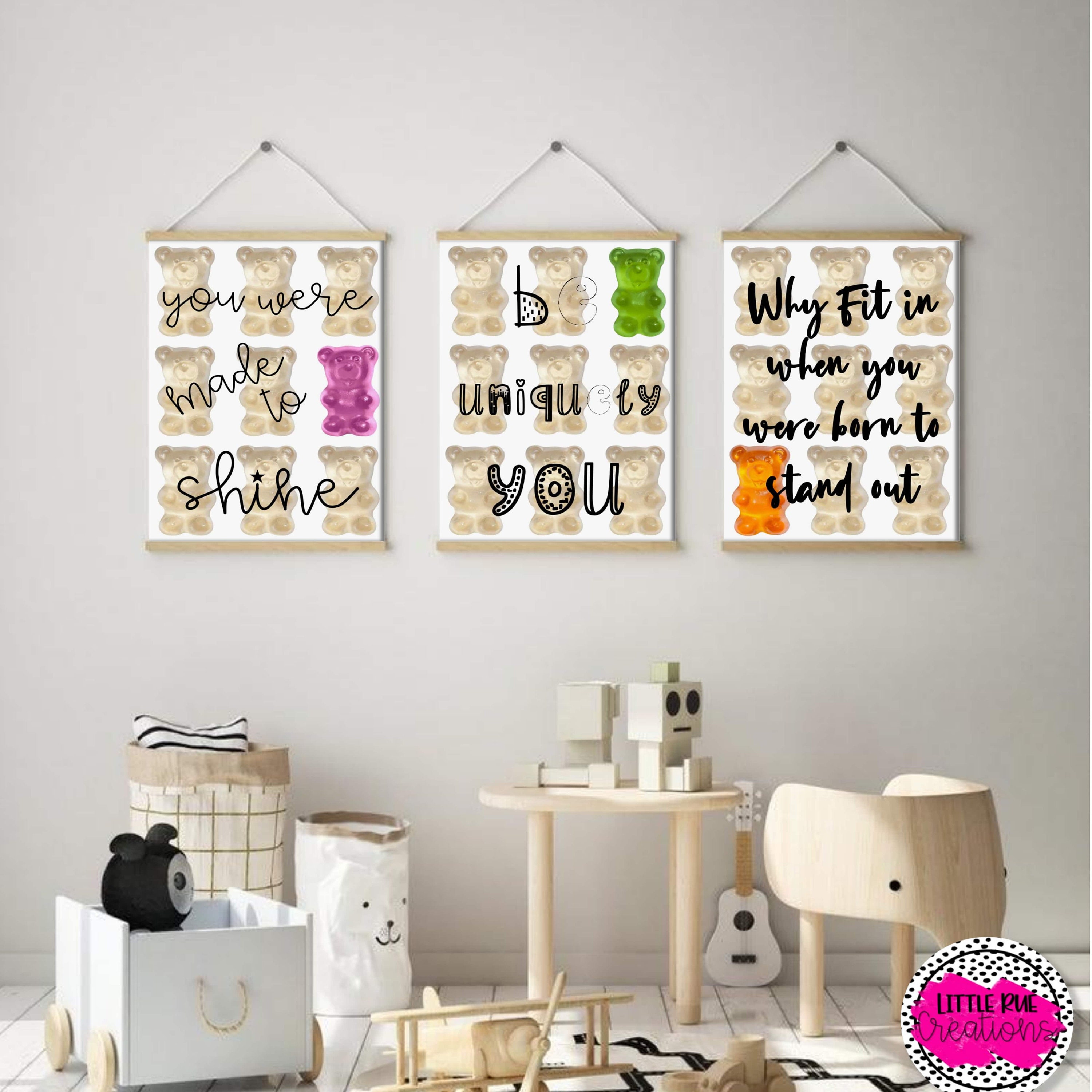 Kids Inspirational Posters With Colorful Gummy Bear Be - Etsy