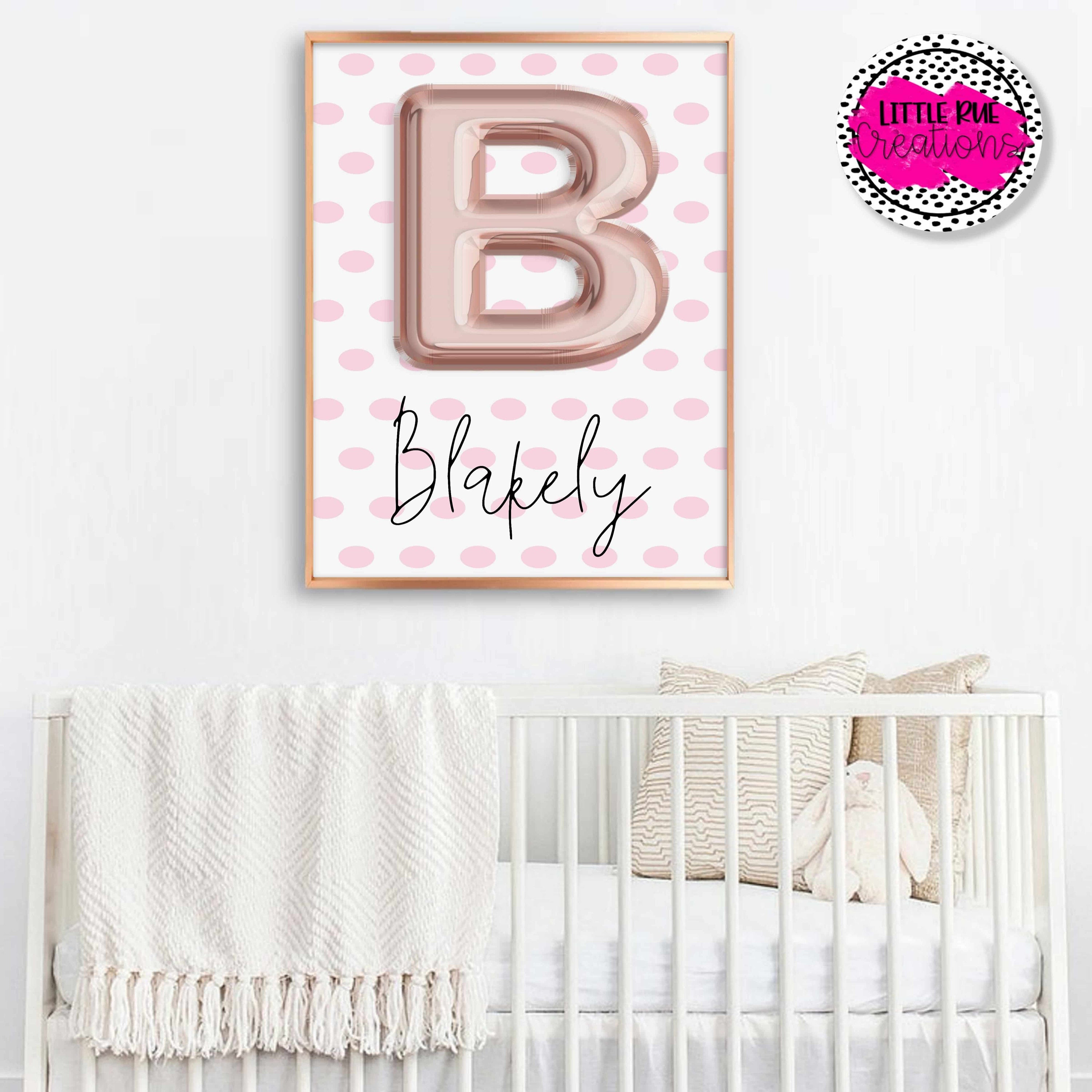 Girls personalized name print Pink custom name wall art - Etsy España