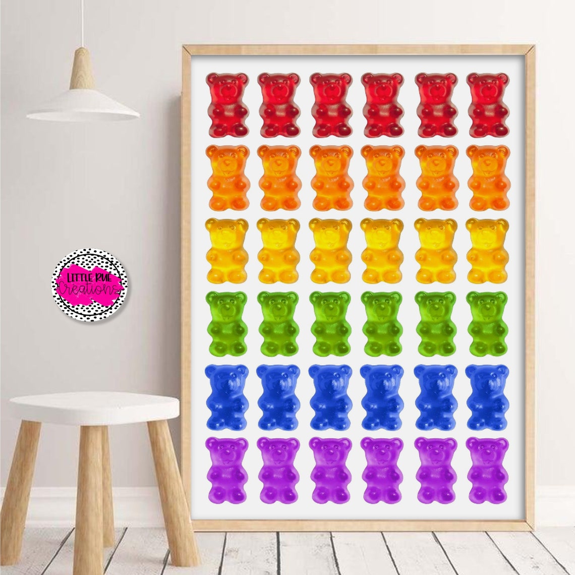 Rainbow Kids Print Gummy Bear Wall Art Colorful Playroom - Etsy