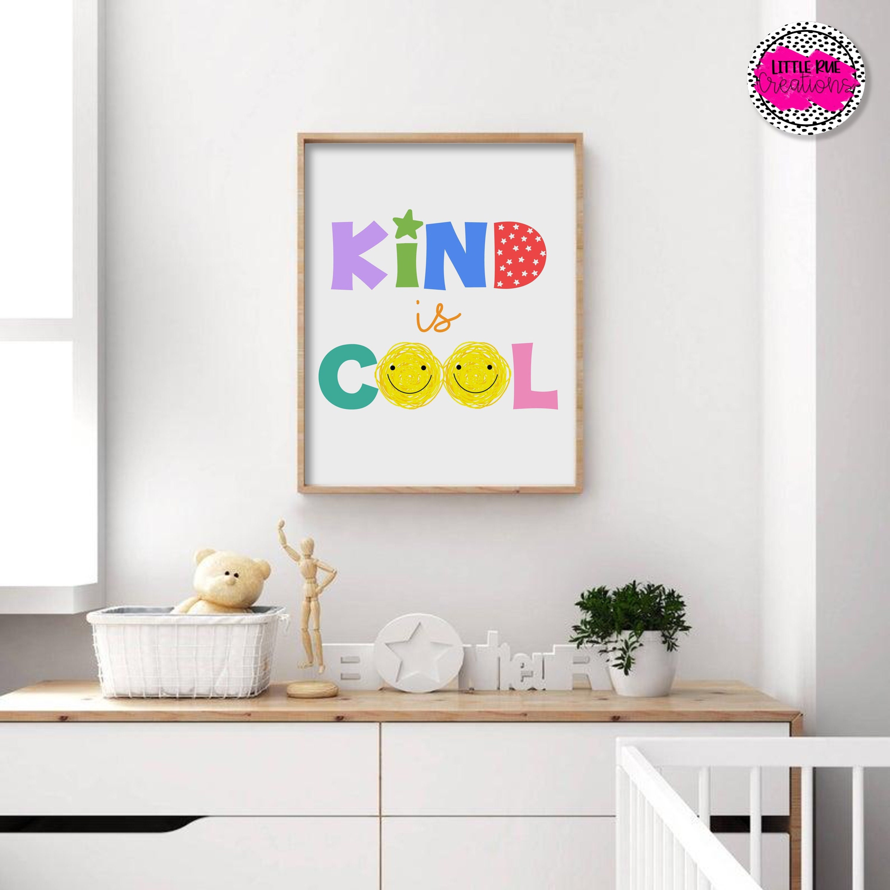 Kind is Cool Printable, Kids Kindness Wall Art, Colorful Playroom Wall ...