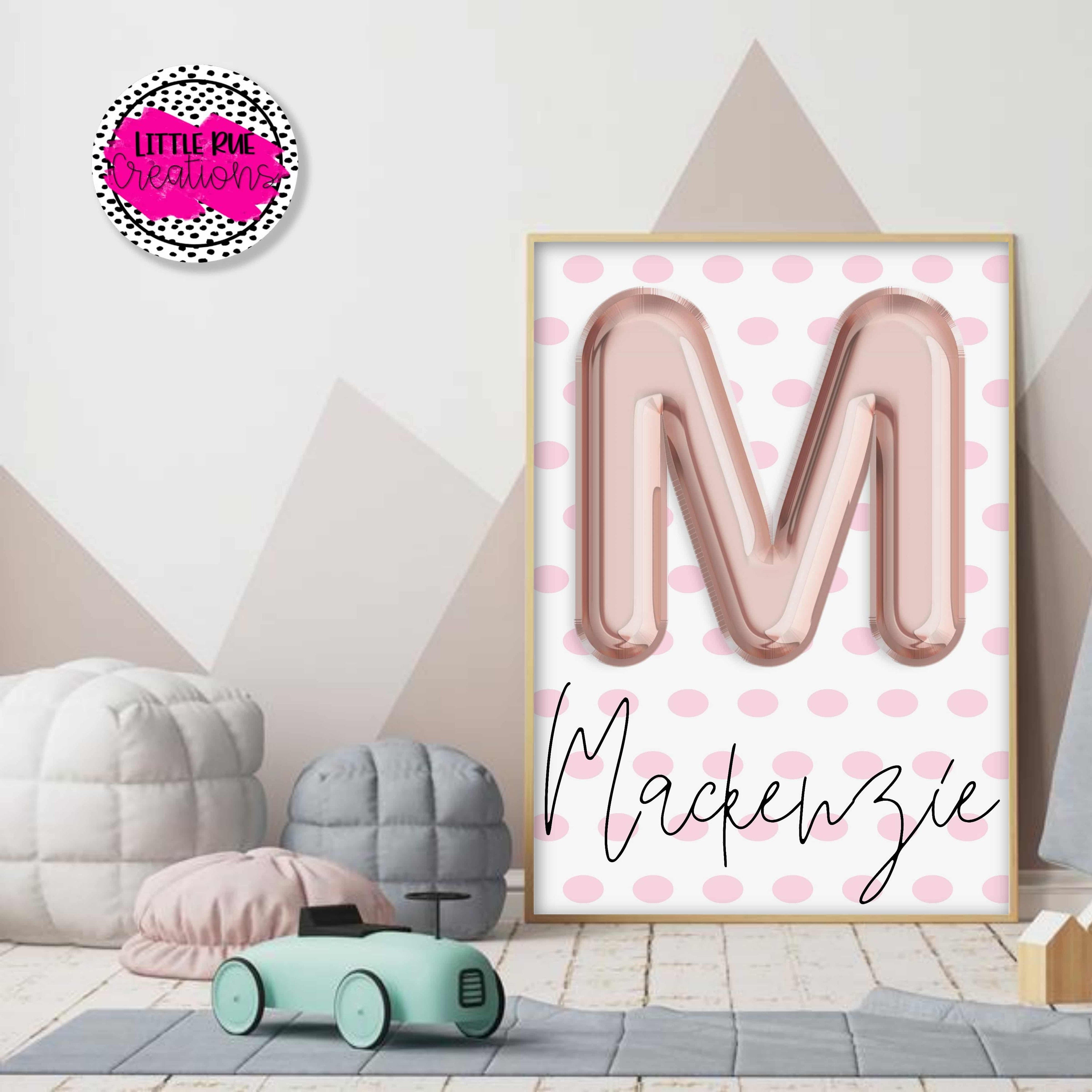 Girls personalized name print Pink custom name wall art - Etsy España