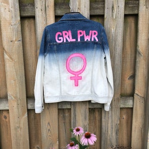 Girl Power Hand-painted Denim Jacket - Etsy