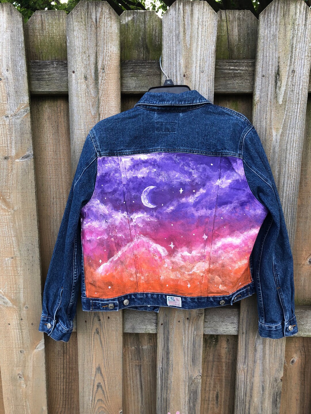 Night Sky Hand-painted Denim Jacket - Etsy