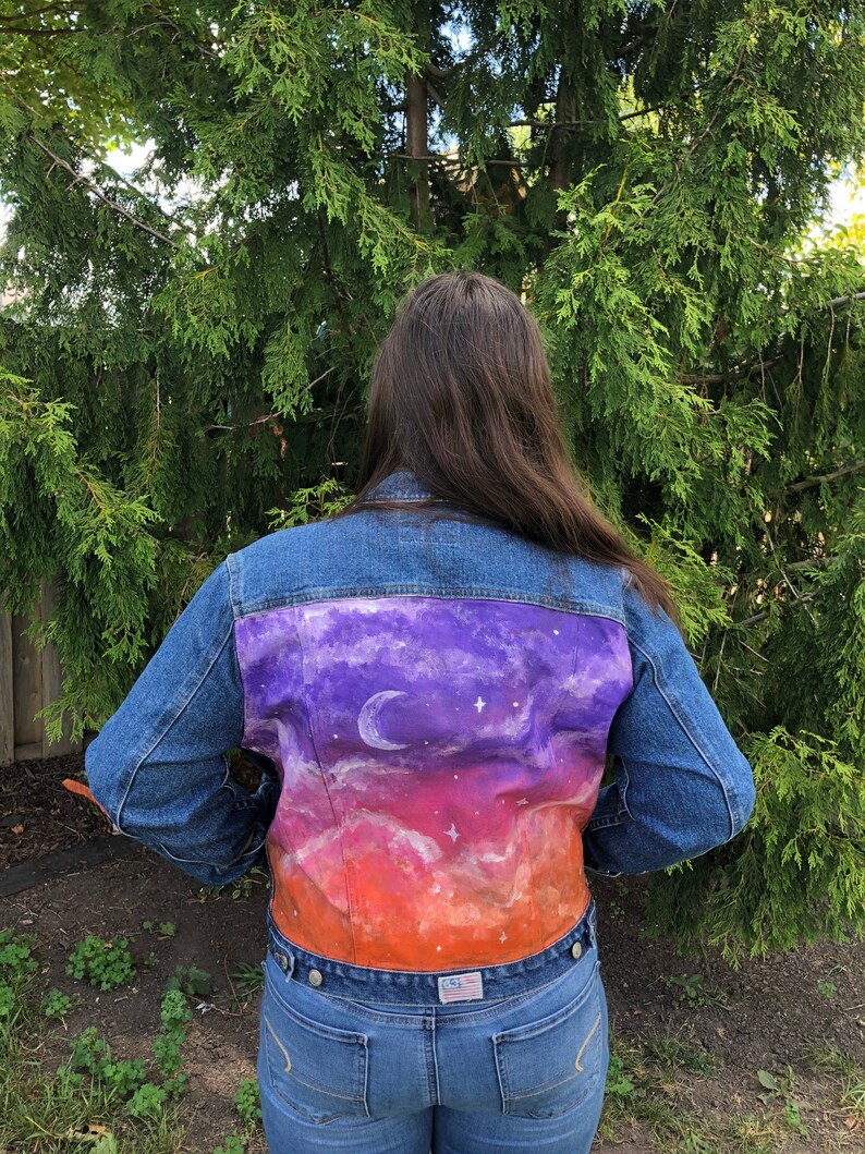 Night Sky Hand-painted Denim Jacket - Etsy