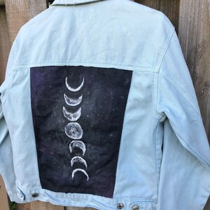Phases of the Moon Hand-painted Mint-colored Denim Jacket - Etsy