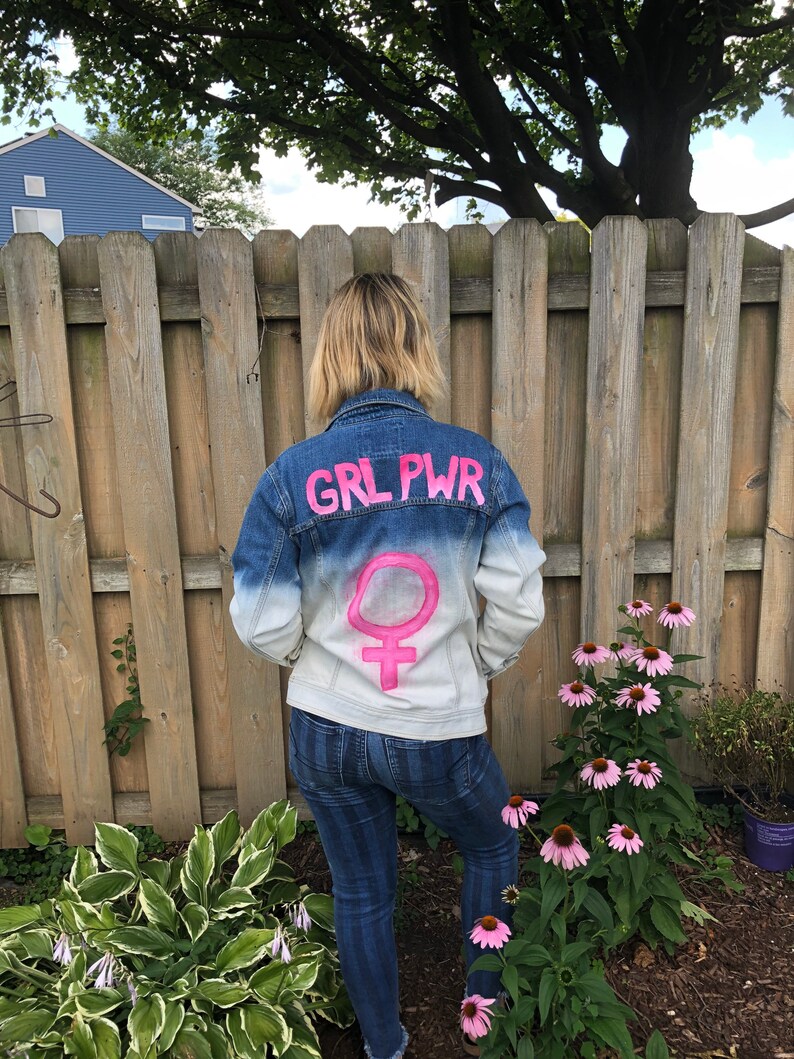 Girl Power Hand-painted Denim Jacket - Etsy