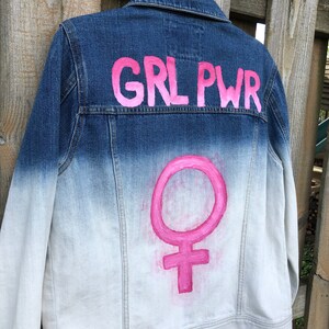 Girl Power Hand-painted Denim Jacket - Etsy