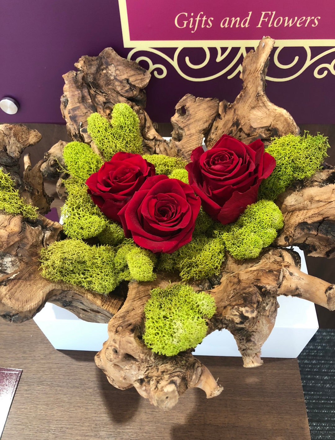 REAL ROSES and MOSS Preserved, Wood Snag. Eco Home Decor - Etsy