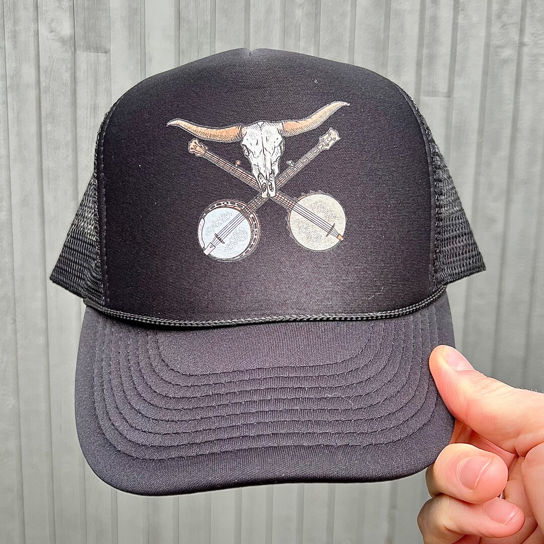 Double Banjo Bull Skull ~ Trucker Hat - Etsy