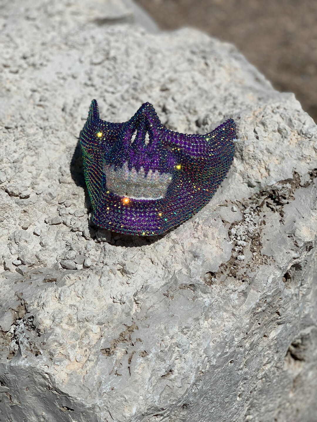 100% Hand Laid Rhinestone Mask for Halloween, Raves, Parties, Art ...