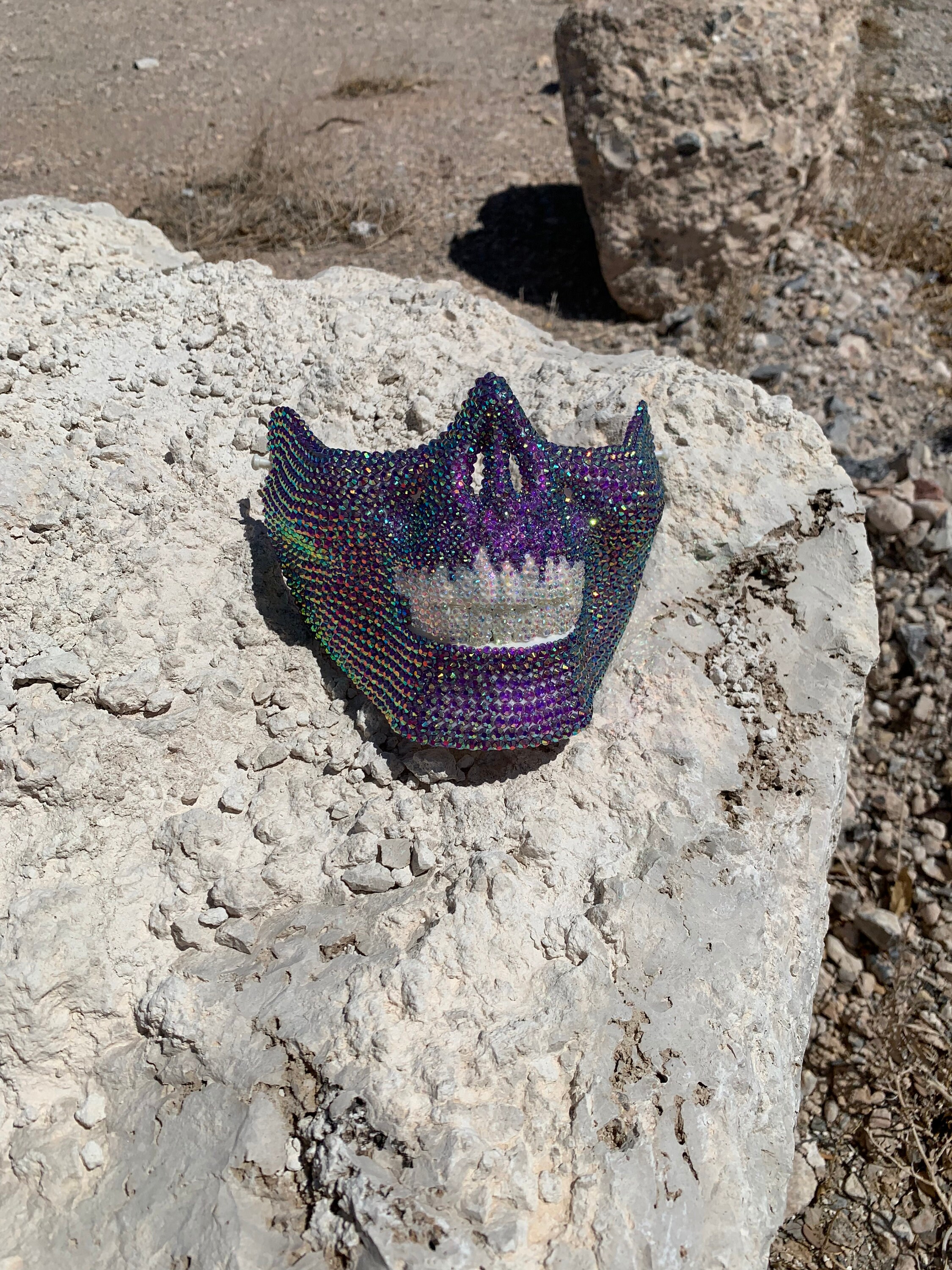 100% Hand Laid Rhinestone Mask for Halloween, Raves, Parties, Art ...