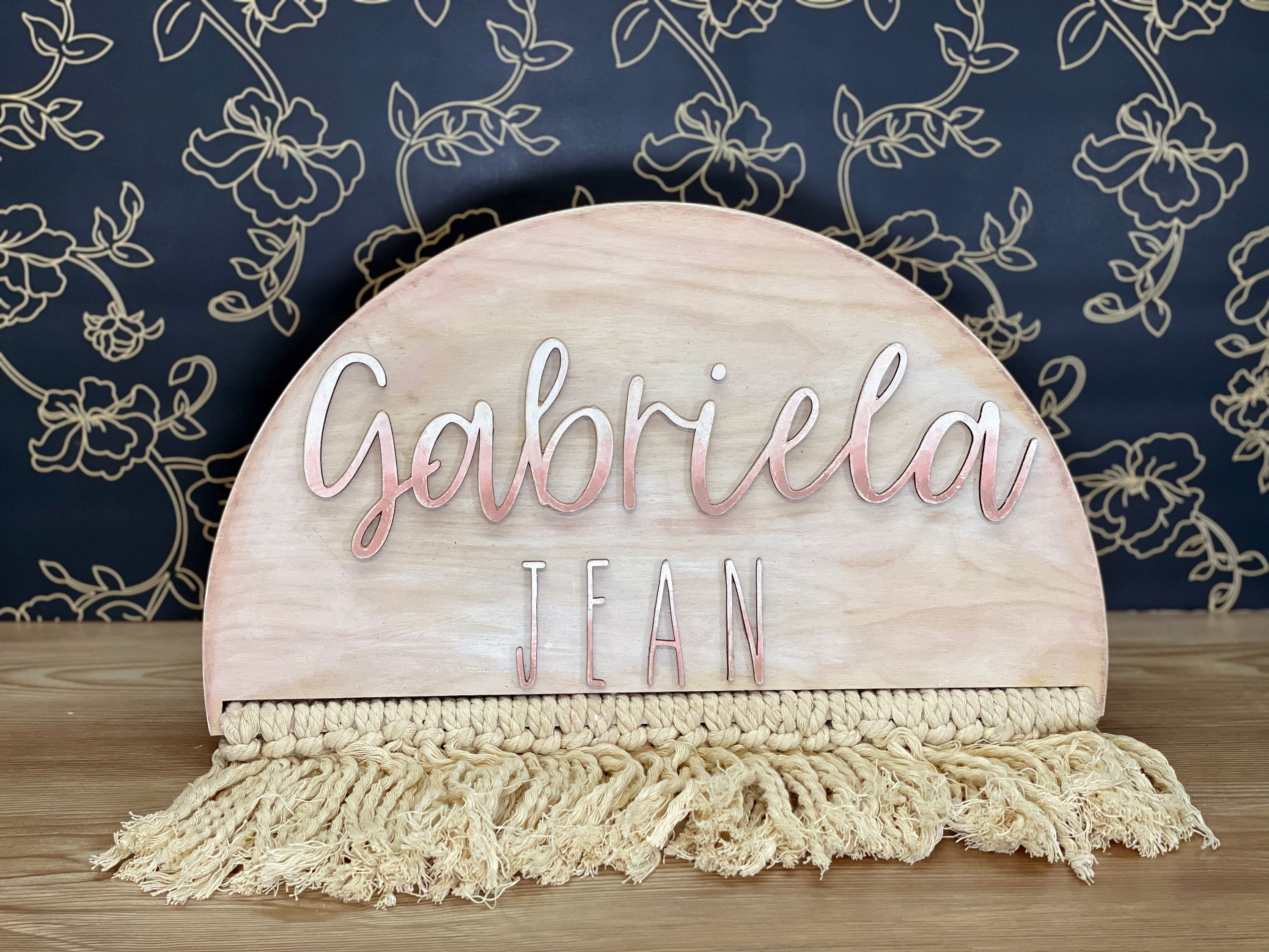 Custom Baby Name Sign Boho Nursery Sign Newborn Baby Name | Etsy