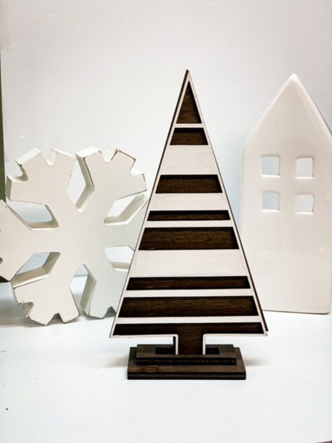 Wooden Laser Cut Christmas Tree Decor Table Top and Mantel Decorations ...