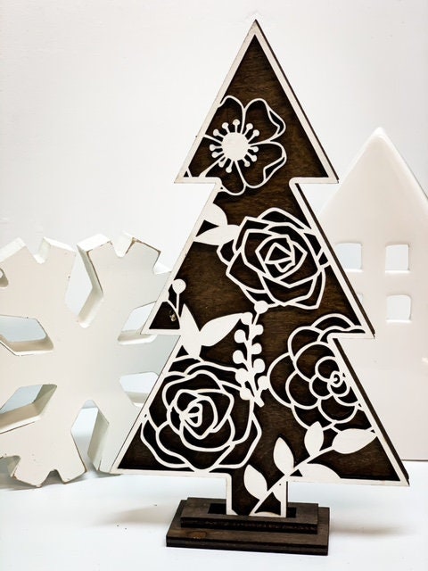 Wooden Laser Cut Christmas Tree Decor Table Top and Mantel - Etsy