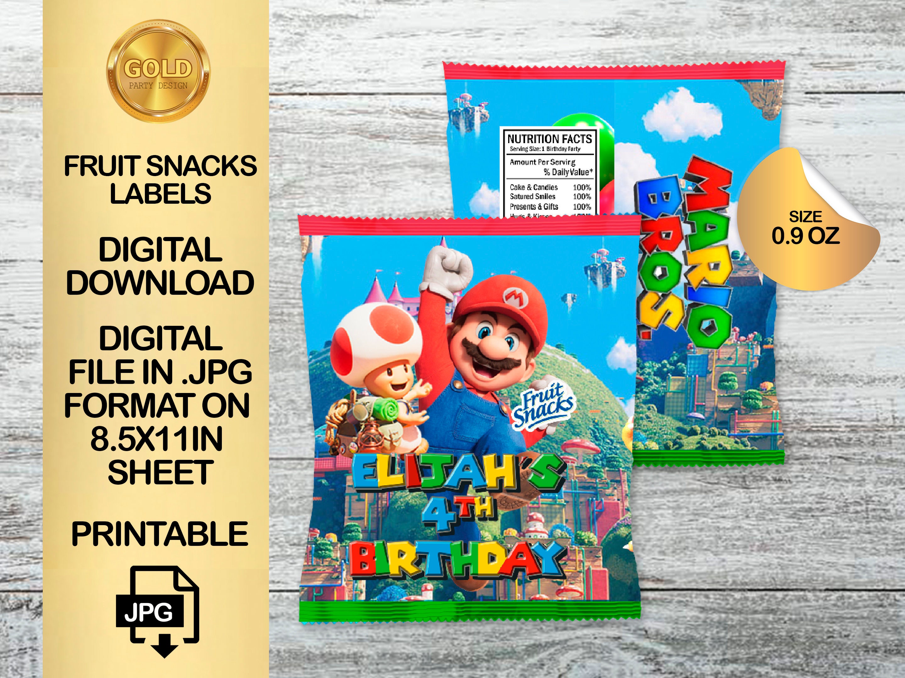 Mario Bros Fruit Snacks Mario Bros Birthday Party Only - Etsy