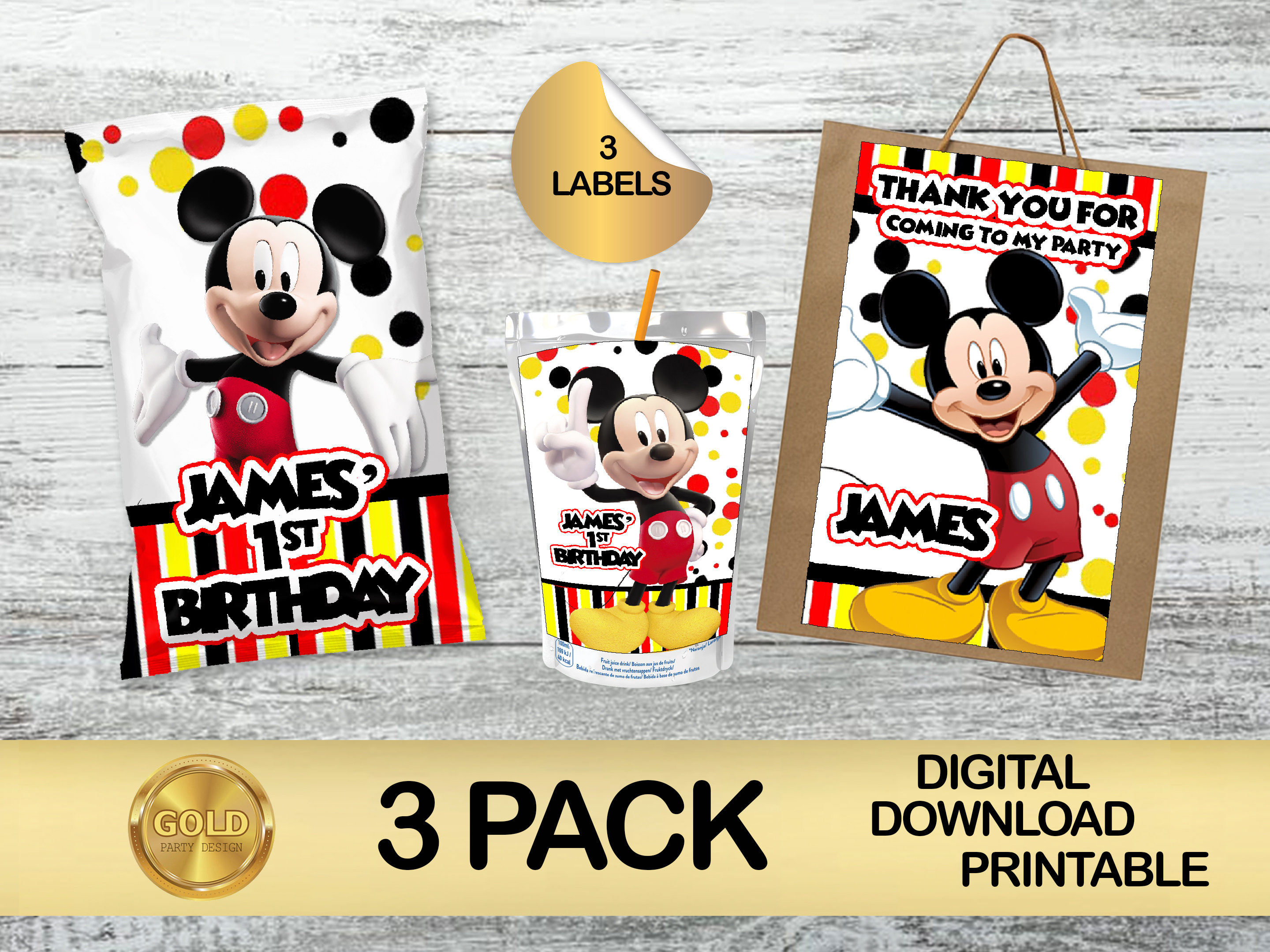 Labels for Mickey Mouse Party Pack Chip Bag Favor Bag - Etsy