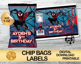 Labels for Miles Morales Party Chip Bag Label DIGITAL DOWNLOAD Miles ...