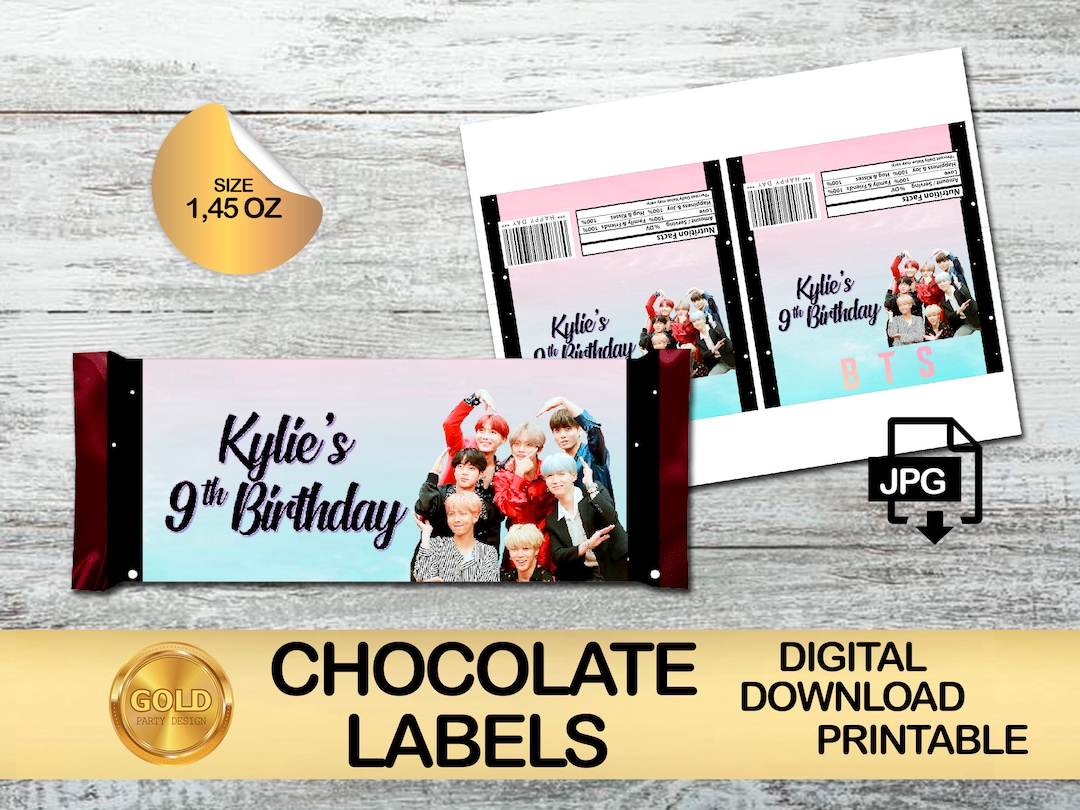 Labels for BTS Party Candy Bar Label Chocolate Label DIGITAL DOWNLOAD ...
