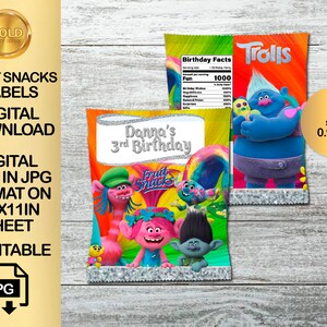 Trolls Fruit Snacks Labels - Trolls Birthday Party - Only DIGITAL ...