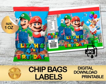 Labels Mario Bros Birthday Party Pack Water Bottle Label DIGITAL ...