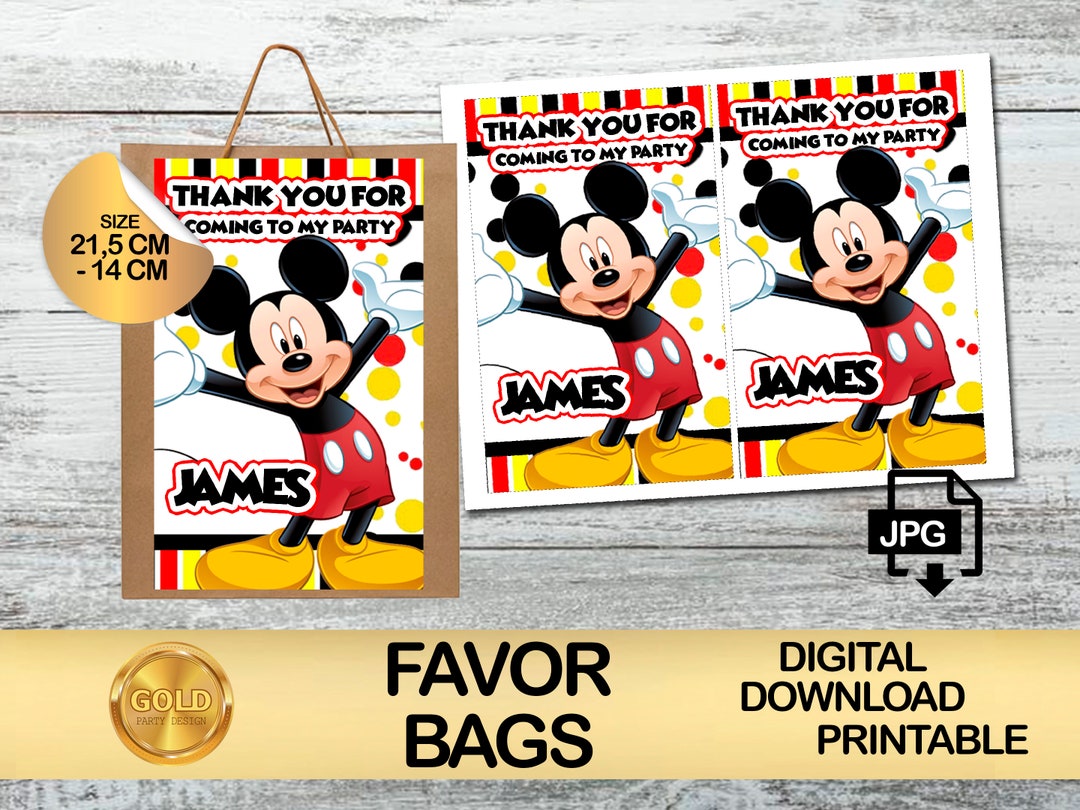 Labels for Mickey Mouse Party - Favor Bag - Gift Bag - Goodie Bag ...