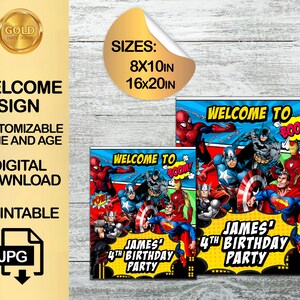 Superheros Welcome Sign, Welcome Poster, Printable Superheros Welcome ...