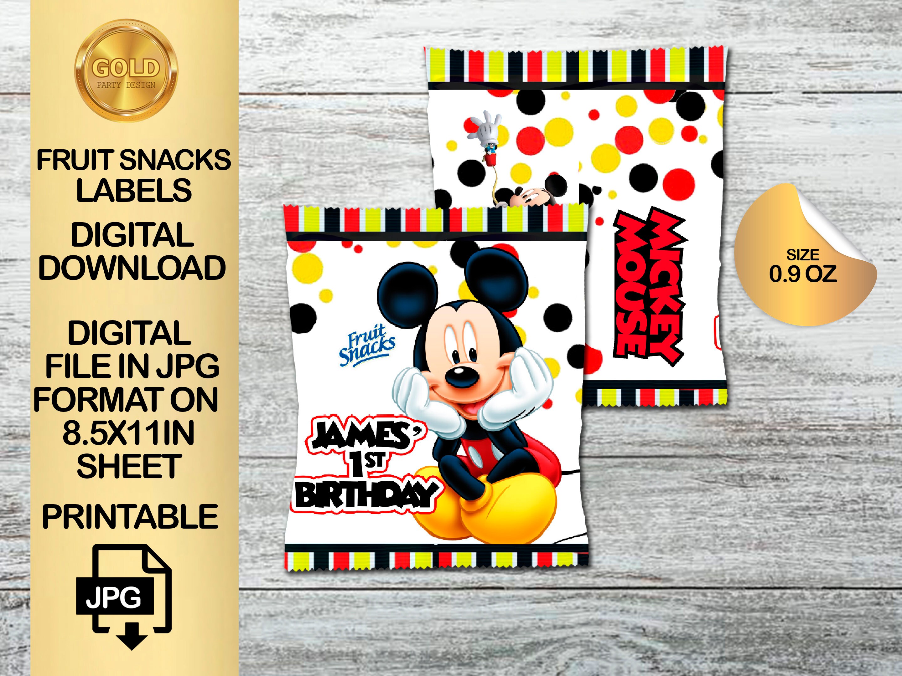 Mickey Mouse Fruit Snacks Labels Mickey Mouse Birthday Party - Etsy