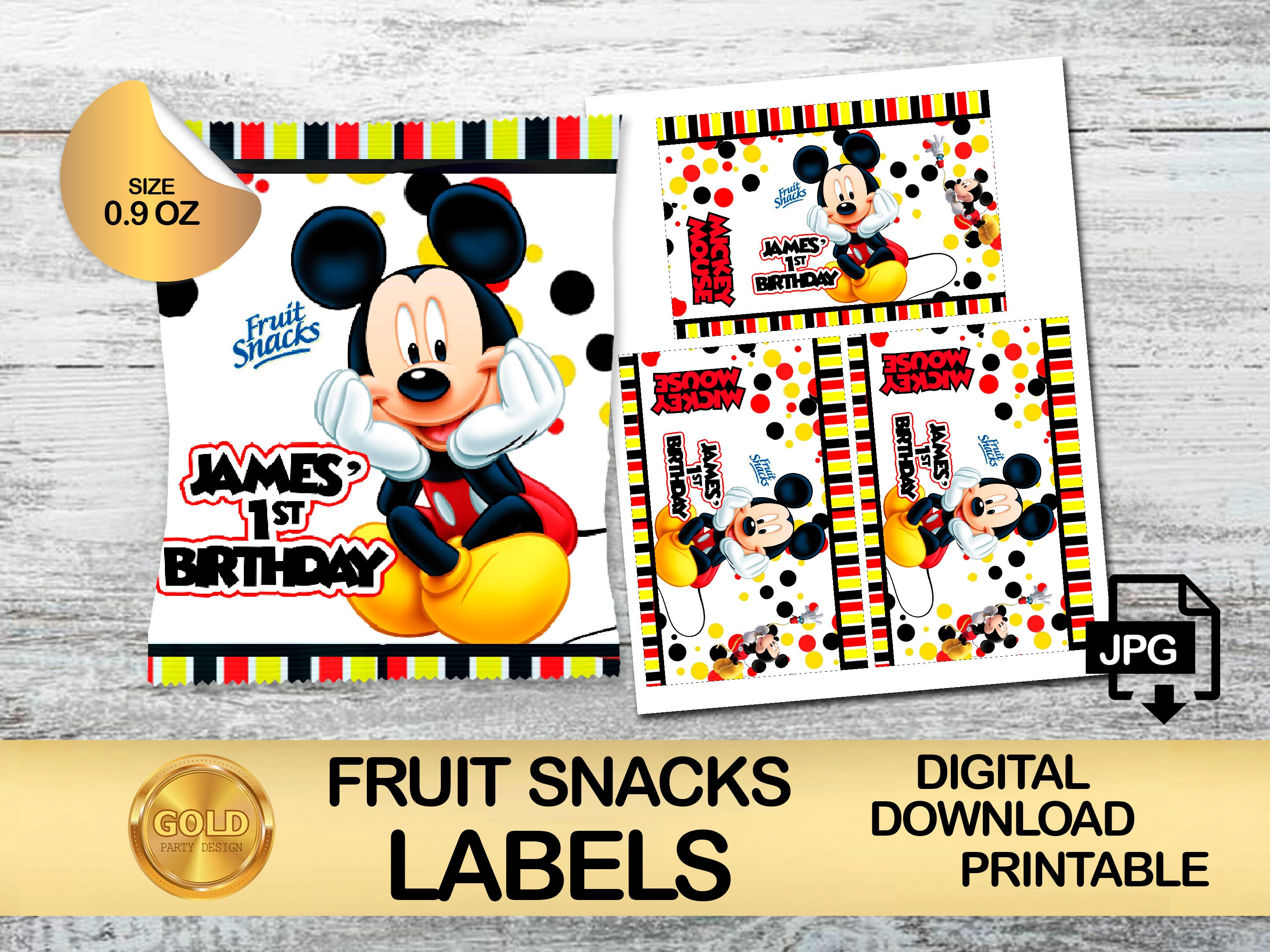 Mickey Mouse Fruit Snacks Labels Mickey Mouse Birthday Party - Etsy