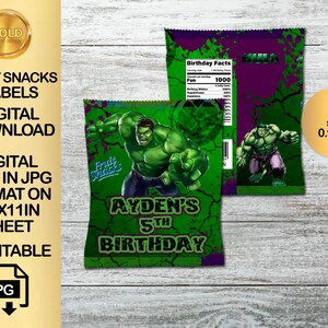 HULK Fruit Snacks Labels - Hulk Birthday Party - Only DIGITAL DOWNLOAD ...