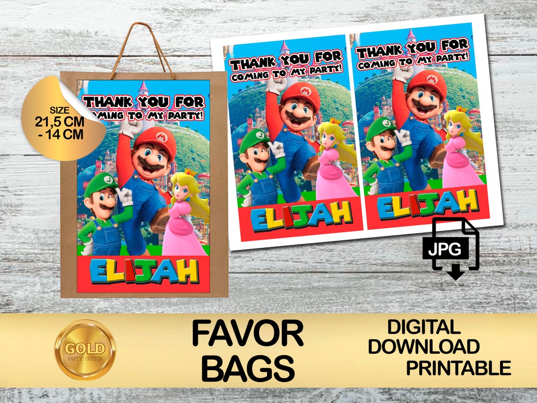 Labels for Mario Bros Party - Favor Bag - Gift Bag - Goodie Bag - Label ...