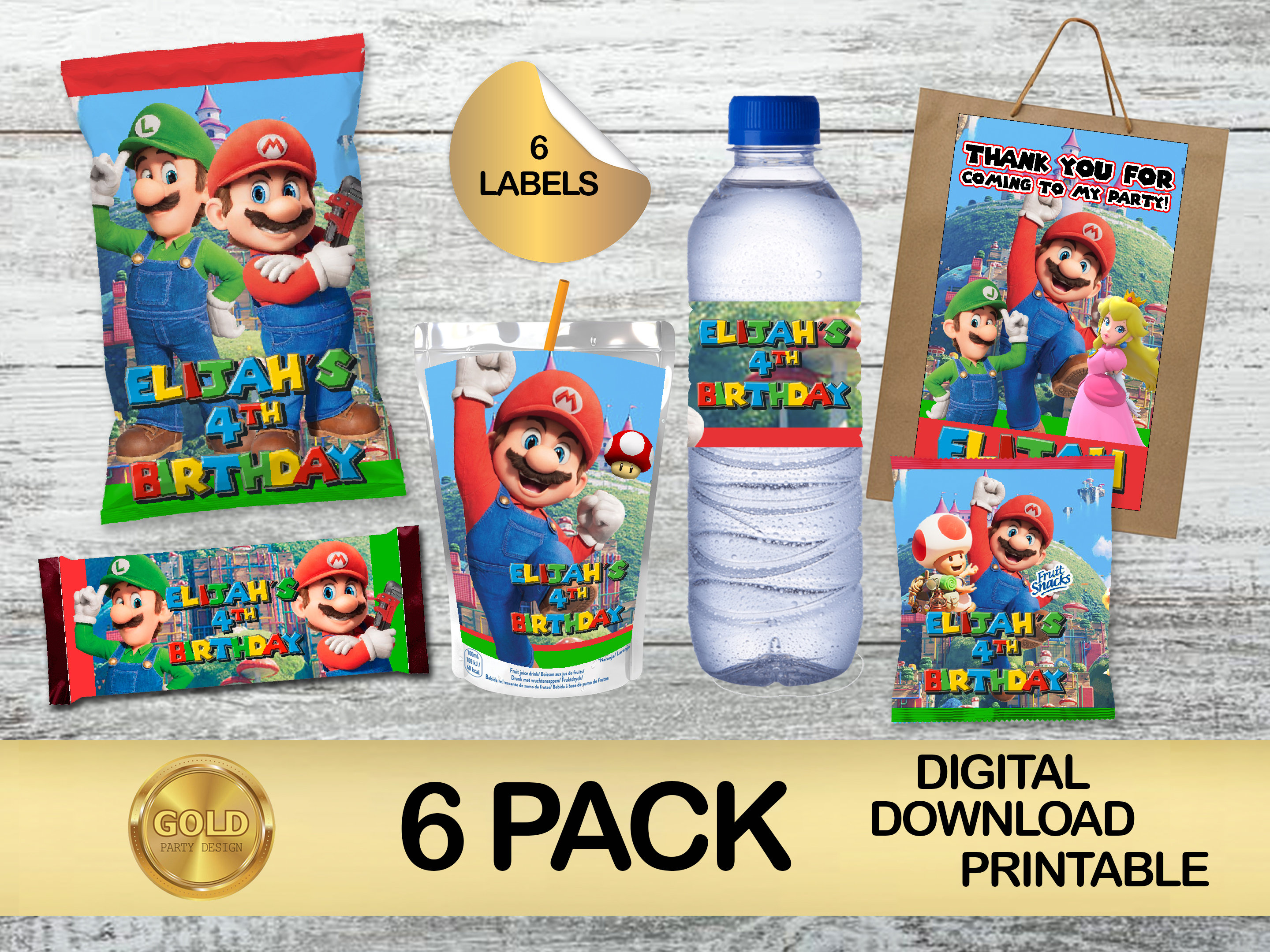 Etiquetas para Mario Bros Party Pack Bolsa de Chips Bolsa - Etsy México