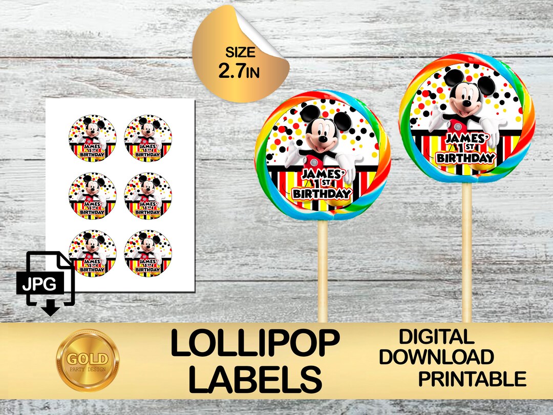 Label for Mickey Mouse Party - Lollipop Label - DIGITAL DOWNLOAD ...