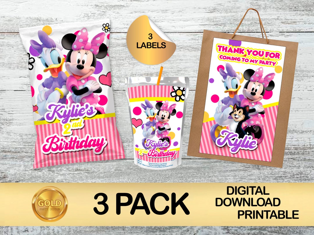 Labels for Minnie Mouse Party Pack - Chip Bag - Favor Bag - Juice ...